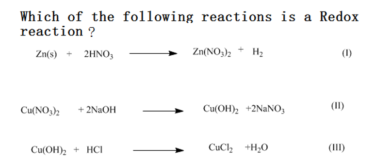 Solved Which of the following reactions is a Redox reaction | Chegg.com