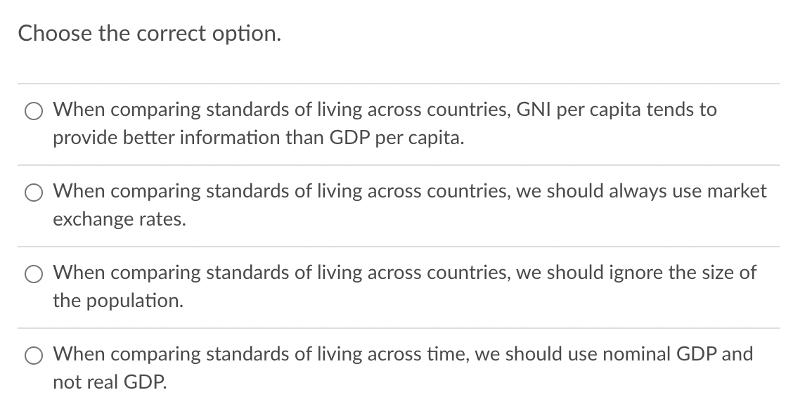 Solved Choose the correct option. When comparing standards | Chegg.com