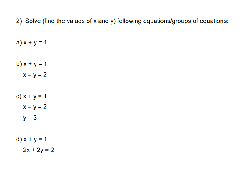Solved Solve (find the values of x ﻿and y ) ﻿following | Chegg.com