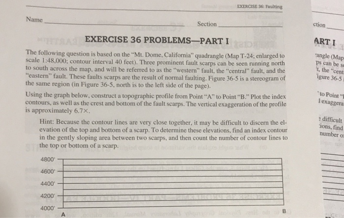 Solved EXERCISE 36: Faulting ction, Section Name ART I | Chegg.com