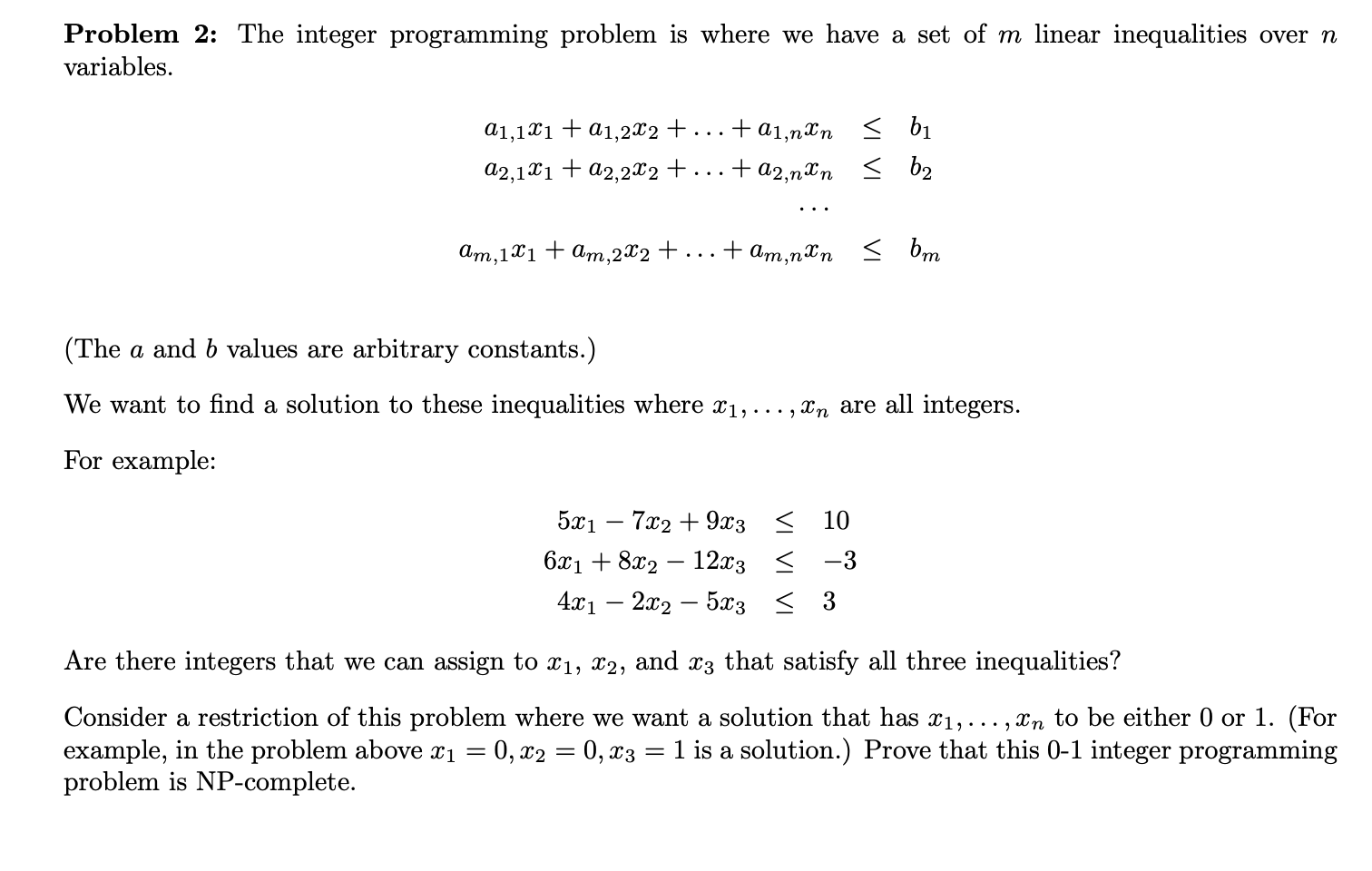 Solved Problem 2: The integer programming problem is where | Chegg.com