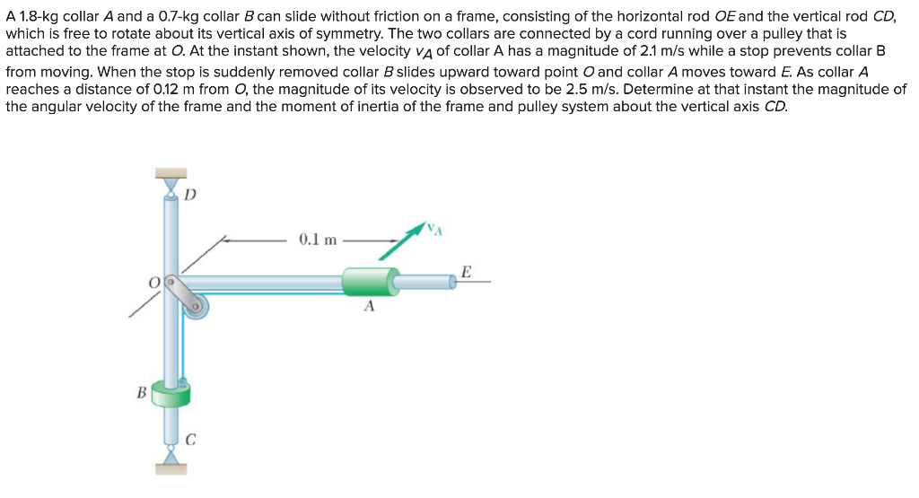 Solved A 1.8-kg collar A and a 0.7-kg collar B can slide | Chegg.com