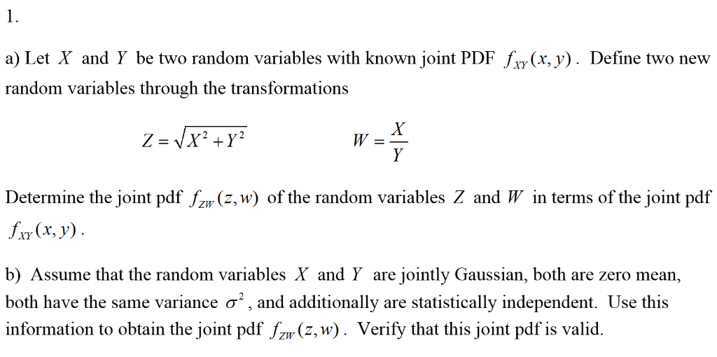 Solved A Let X And Y Be Two Random Variables With Known 5659