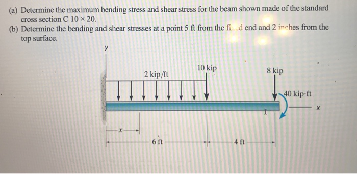 Solved (a) Determine the maximum bending stress and shear | Chegg.com