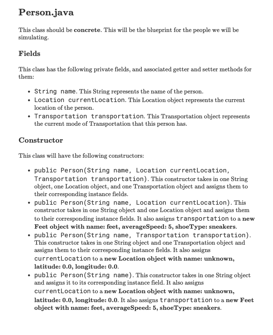 Person.java This class should be concrete. This will | Chegg.com
