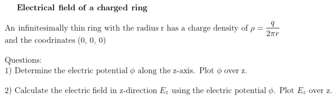 Solved Electrical field of a charged ring 9 An | Chegg.com