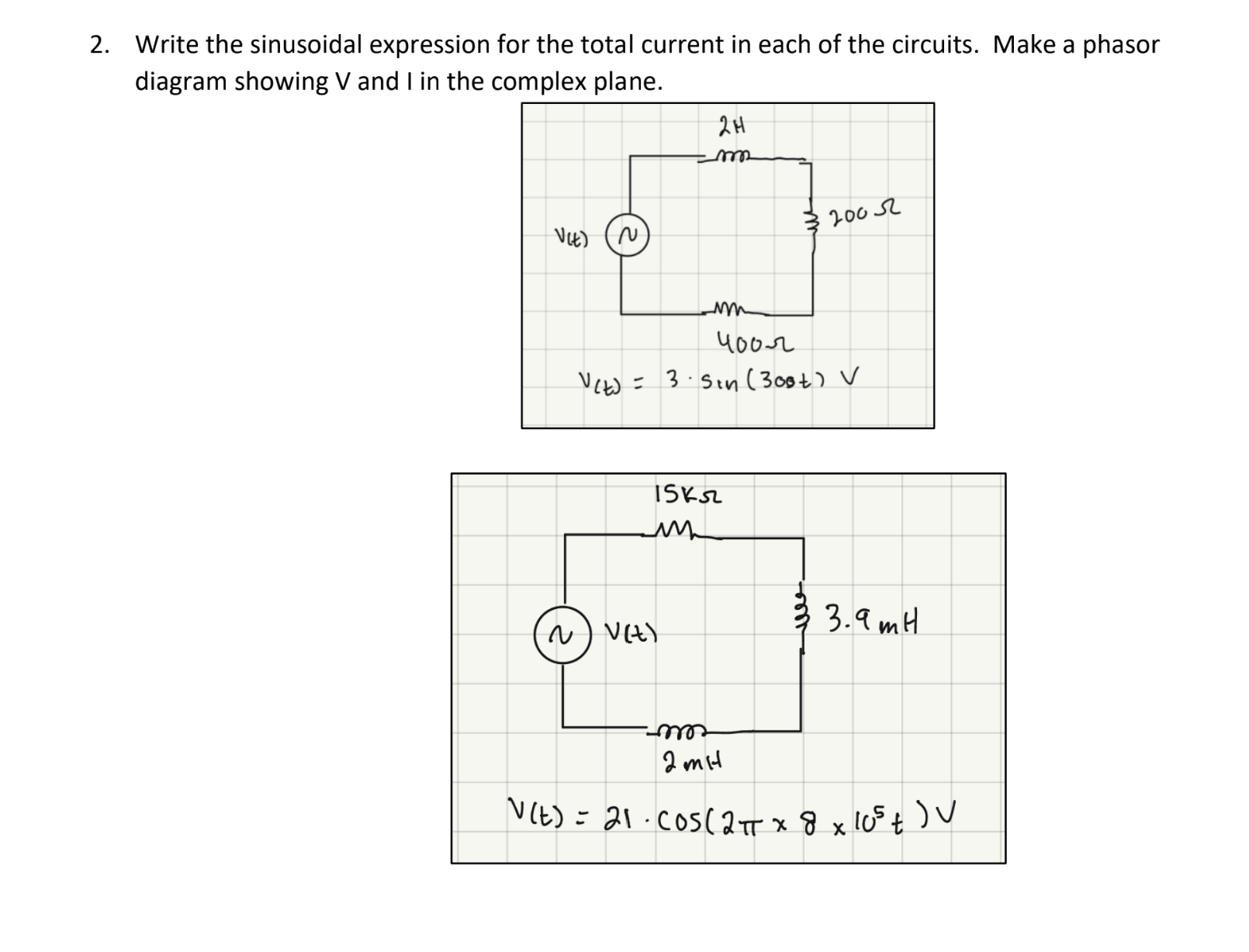 Solved Write the sinusoidal expression for the total current | Chegg.com