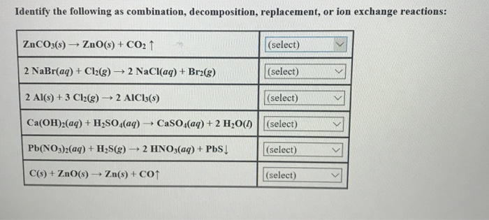Solved Identify the following as combination, decomposition, | Chegg.com