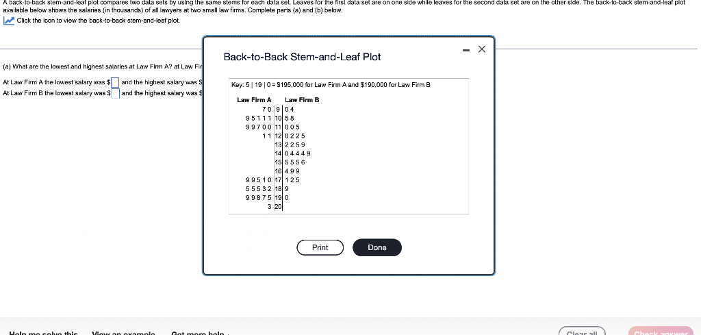 Solved A back-to-back stem-and-leaf plot compares two data | Chegg.com