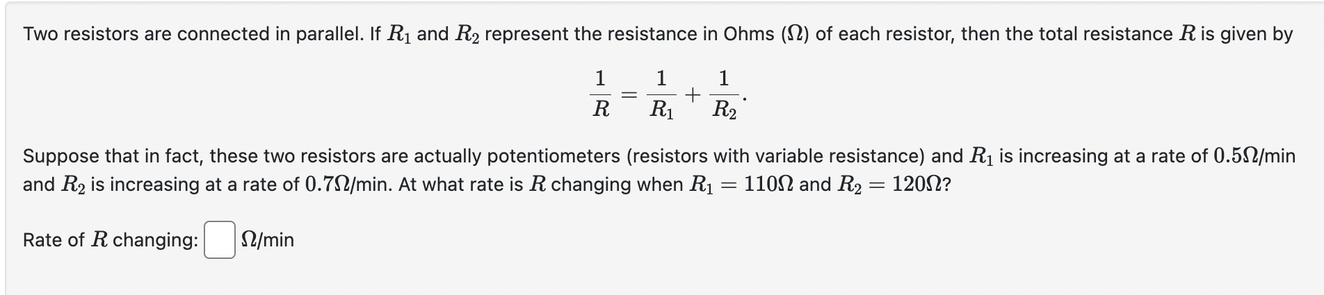 Solved Two resistors are connected in parallel. If R1 ﻿and | Chegg.com