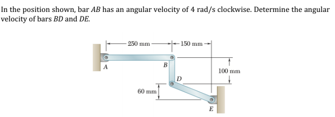 Solved In the position shown, bar AB has an angular velocity | Chegg.com