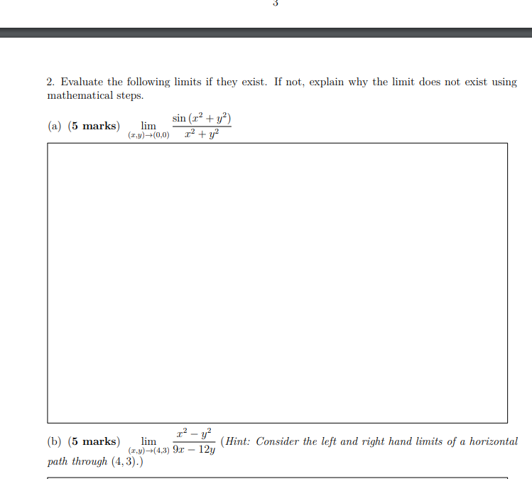 Solved 2. Evaluate the following limits if they exist. If | Chegg.com