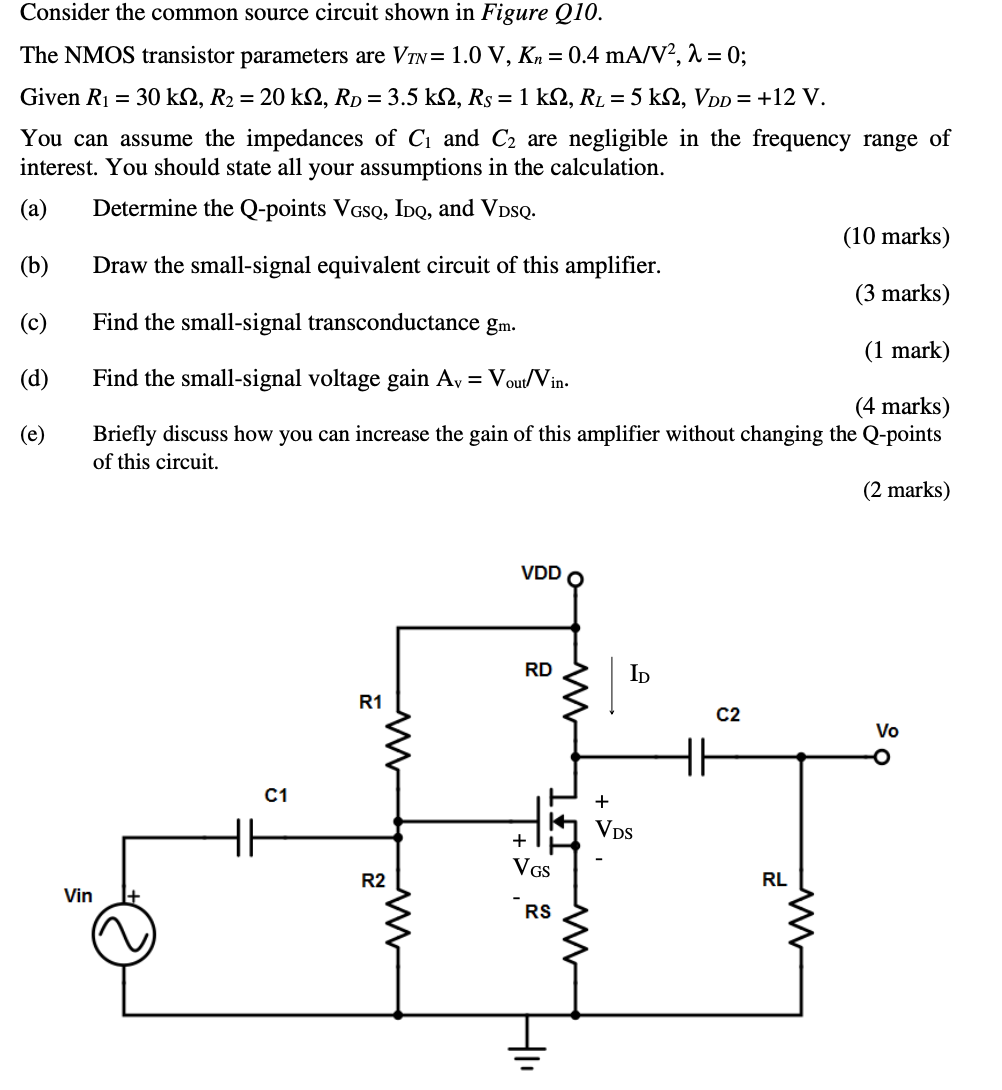Solved Consider the common source circuit shown in Figure | Chegg.com