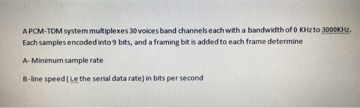 Solved A PCM-TDM system multiplexes 30 voices band channels | Chegg.com
