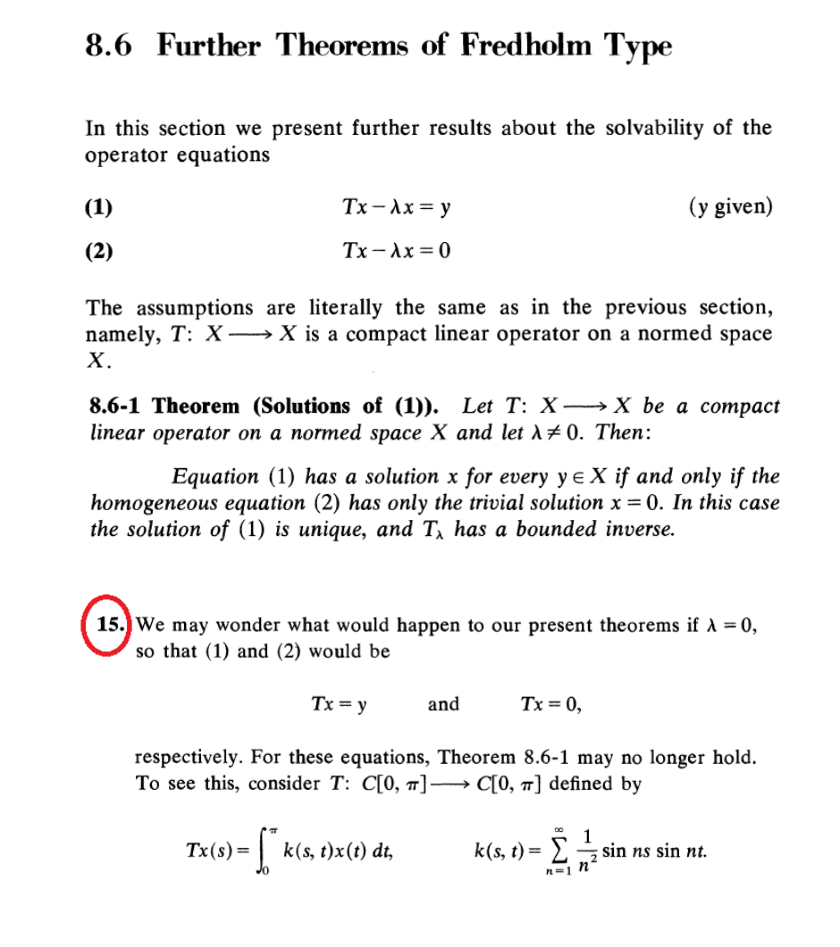 Solved 8 6 Further Theorems Of Fredholm Type In This Section