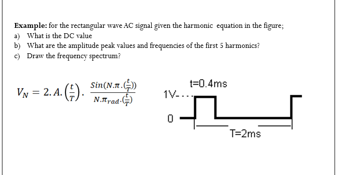 Solved Example: for the rectangular wave AC signal given the | Chegg.com