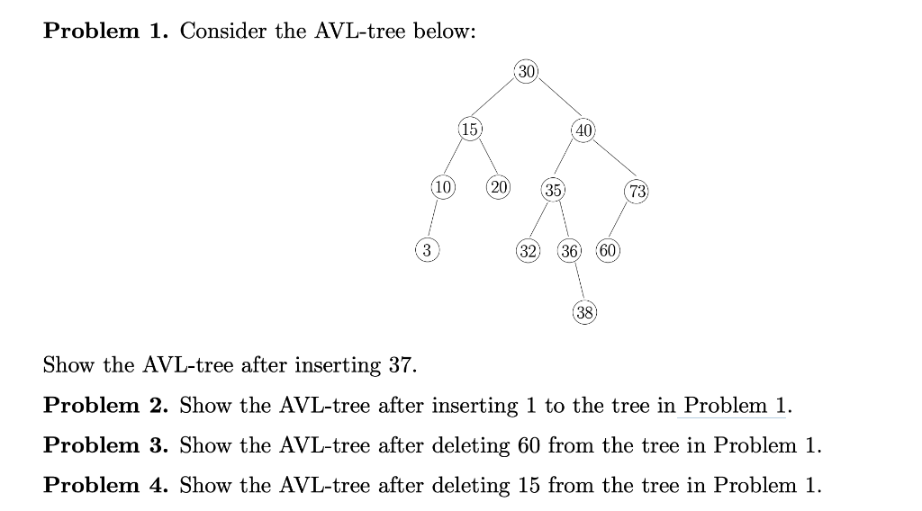 Problem 1. Consider the AVL-tree below: Show the | Chegg.com Problem 1. Consider the AVL-tree below: Show the | Chegg.com