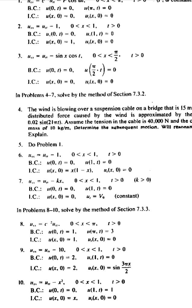 B.C.: u(0,t)=0,u(π,t)=0 I.C.: u(x,0)=0,u,(x,0)=0 2. | Chegg.com