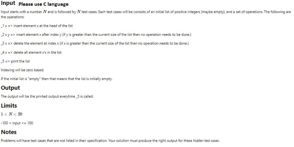 Solved Input Please use C language Input starts with a | Chegg.com