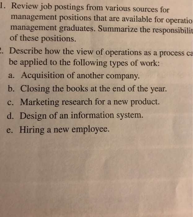Solved 1. Review job postings from various sources for | Chegg.com