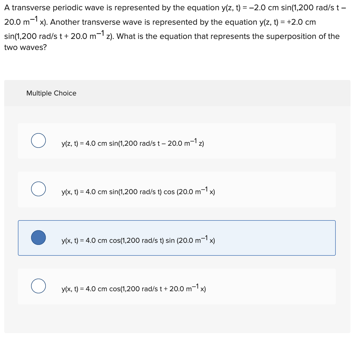 Solved A transverse periodic wave is represented by the | Chegg.com