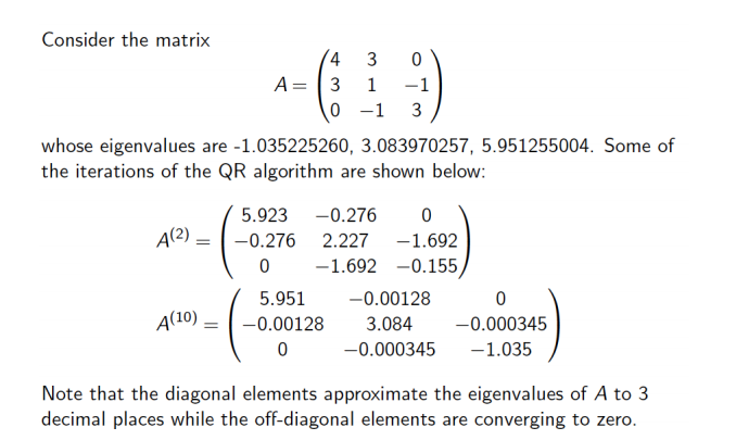Solved Calculate The First Iteration Of The Qr Algorithm For 
