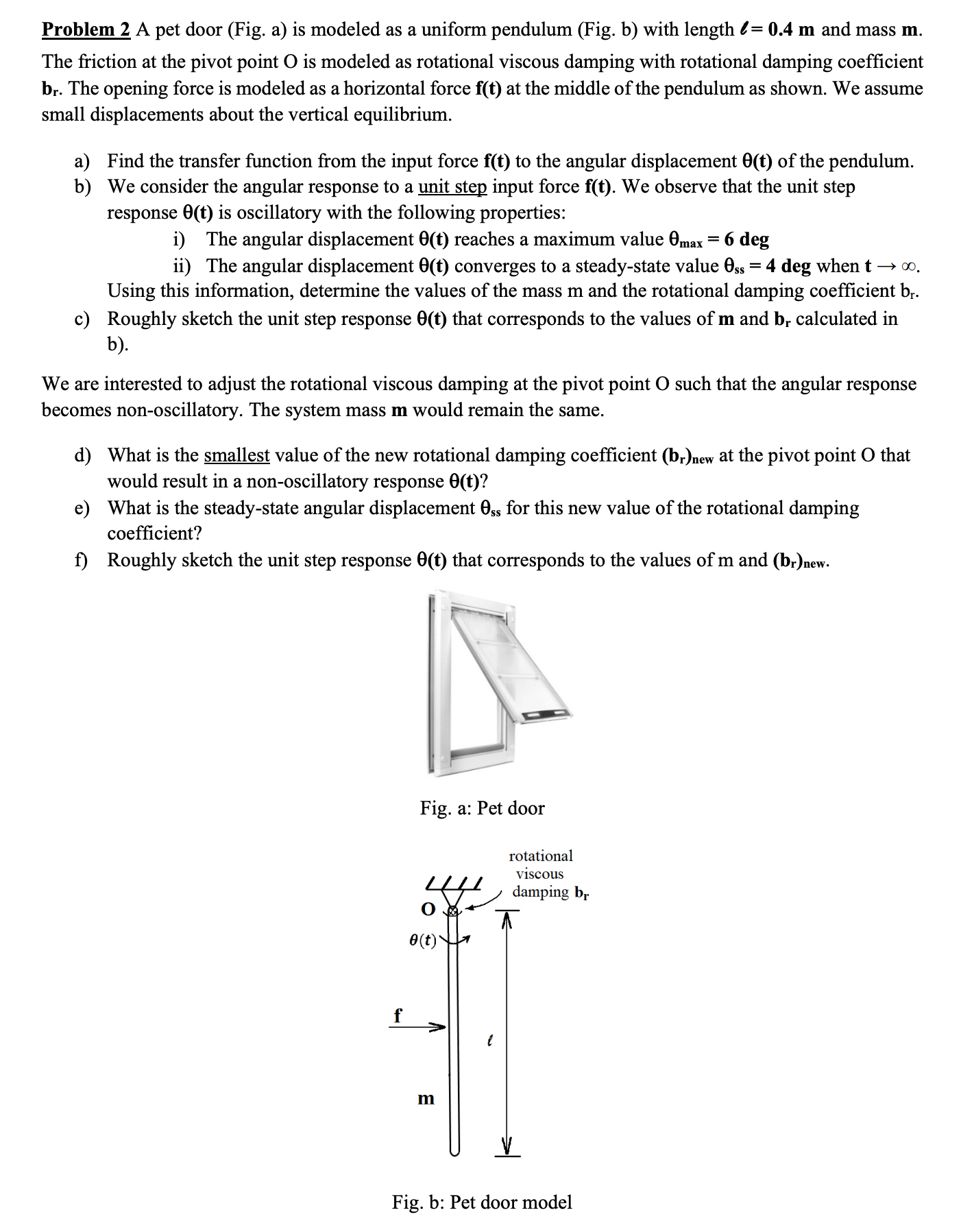 Solved Problem 2 A pet door (Fig. a) is modeled as a uniform | Chegg.com