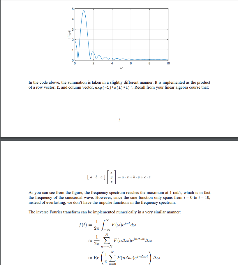 3. Numerical Implementation of Fourier Transform and | Chegg.com