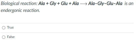 Solved Biological reaction: Ala + Gly + Glu + Ala | Chegg.com