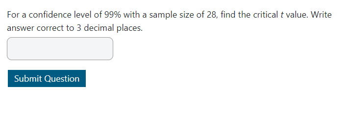 Solved For a confidence level of 99% with a sample size of | Chegg.com