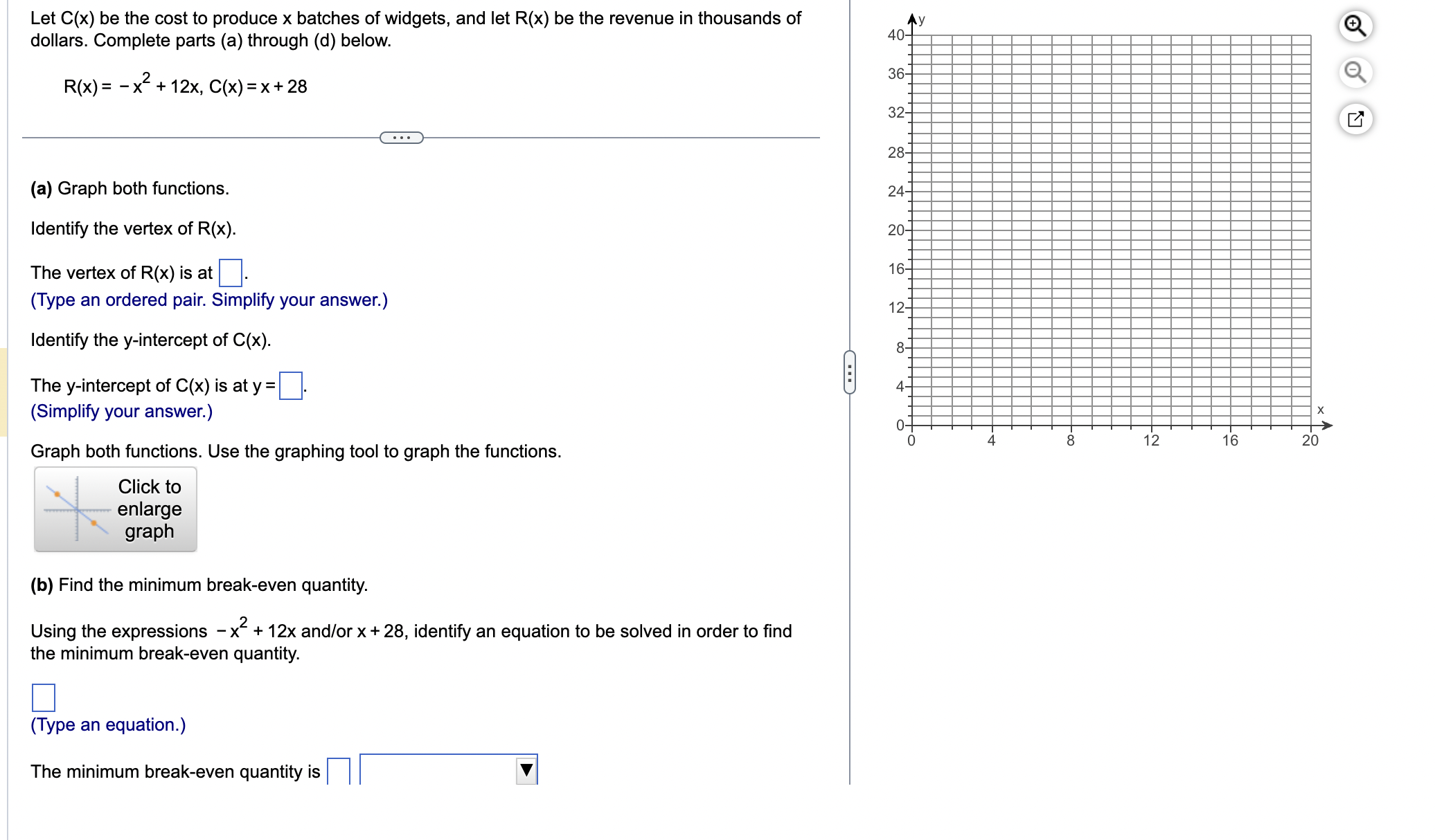 Solved Let C(x) be the cost to produce x batches of widgets, | Chegg.com