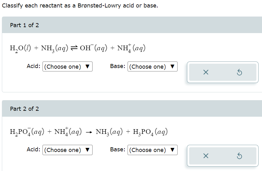 Solved Classify each reactant as a Brønsted-Lowry acid or | Chegg.com