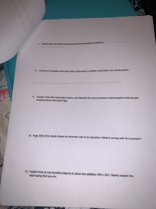 Solved 1. Define addition. Define the terms "sum" and | Chegg.com