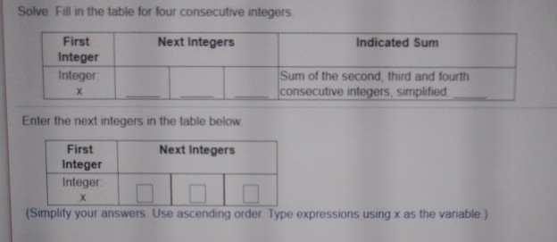 Solved Solve Fill in the table for four consecutive | Chegg.com