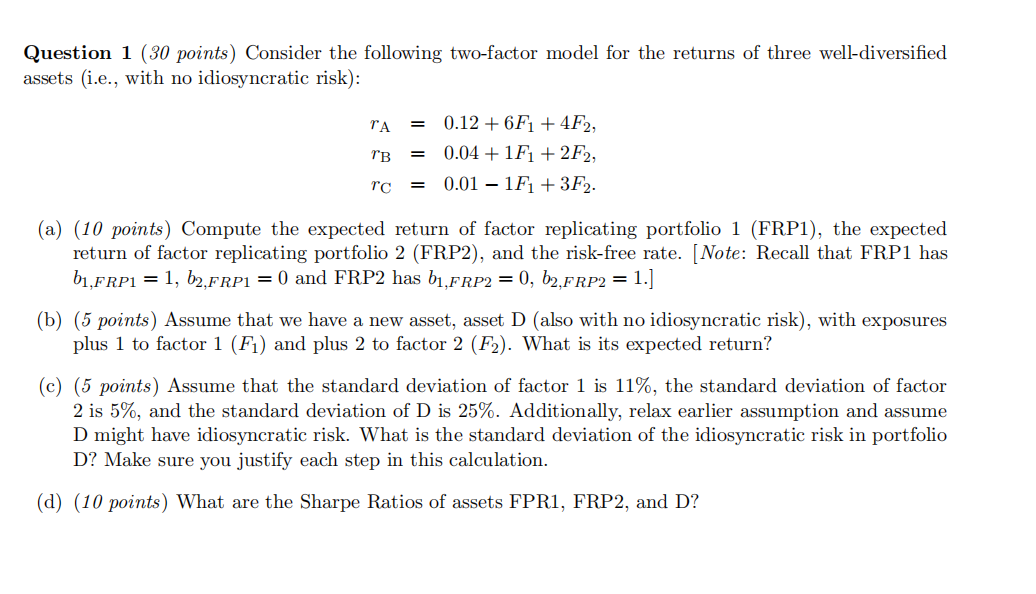 Solved Question 1 (30 points) Consider the following | Chegg.com