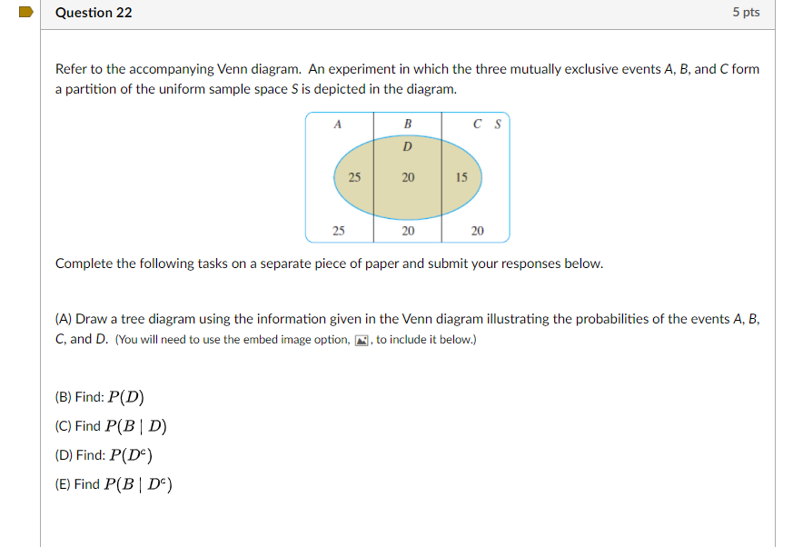 Solved Refer to the accompanying Venn diagram. An experiment | Chegg.com