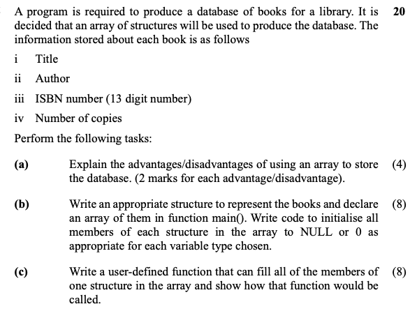 Solved A program is required to produce a database of books | Chegg.com