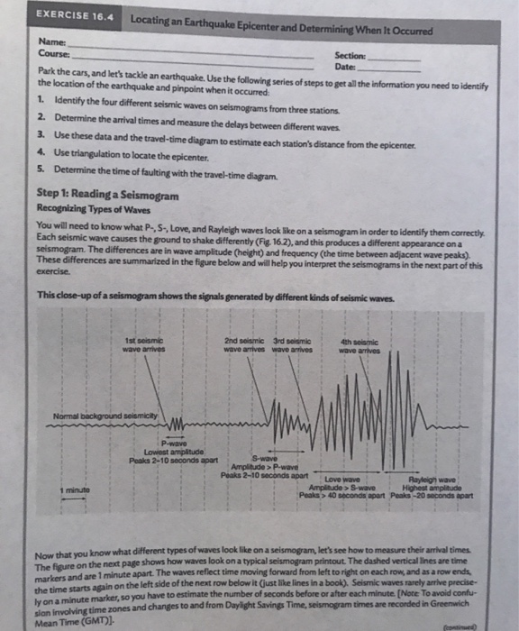 EXERCISE 16.4 Locating an Earthquake Epicenter and | Chegg.com
