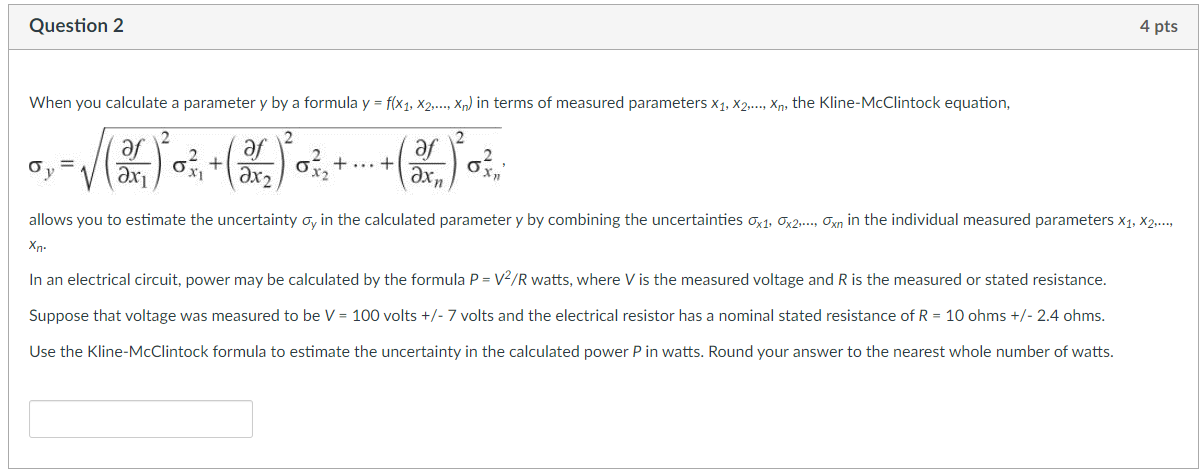 Solved When you calculate a parameter y by a formula | Chegg.com