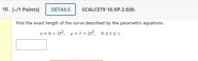 Solved Find the exact length of the curve described by the | Chegg.com