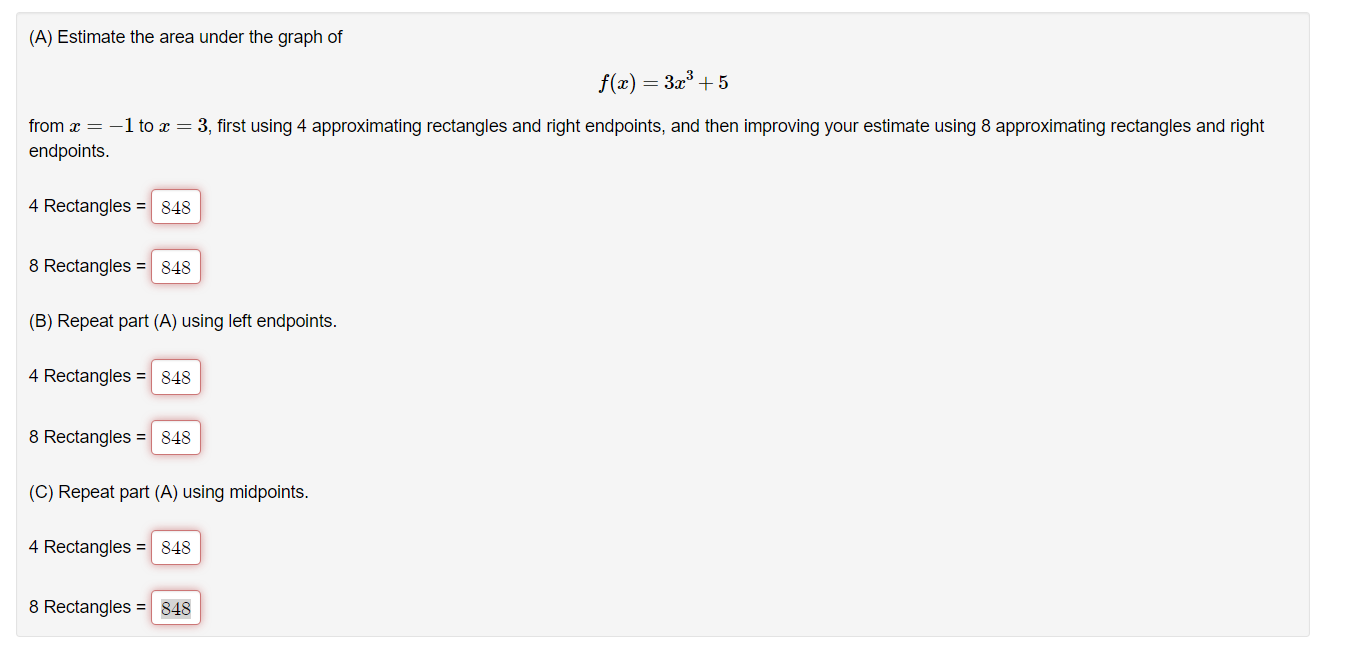 Solved (A) Estimate the area under the graph of f(x) = 3x? + | Chegg.com