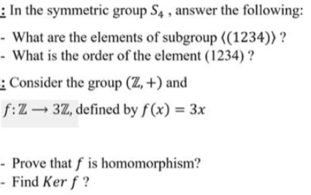 Solved : In the symmetric group S4, answer the following: - | Chegg.com