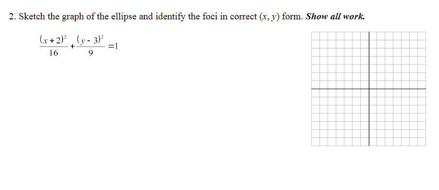 Solved 2. Sketch the graph of the ellipse and identify the | Chegg.com