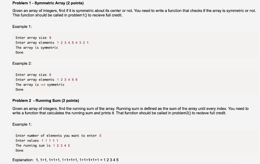 Solved Problem 1 Symmetric Array 2 Points Given An Array 