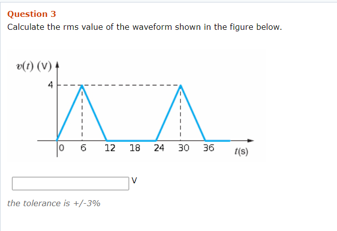 Solved Question 3 Calculate the rms value of the waveform | Chegg.com