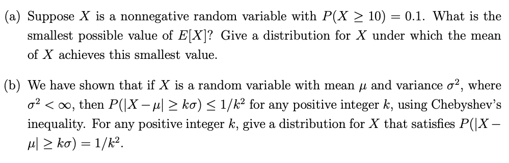 Solved (a) Suppose X is a nonnegative random variable with | Chegg.com
