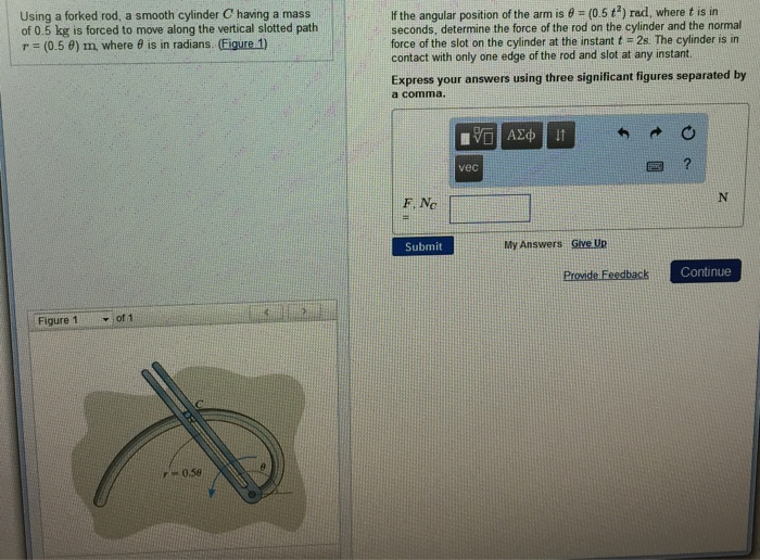 Solved Using a forked rod, a smooth cylinder C having a mass | Chegg.com