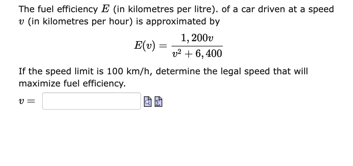 Solved The fuel efficiency E (in kilometres per litre). of a | Chegg.com