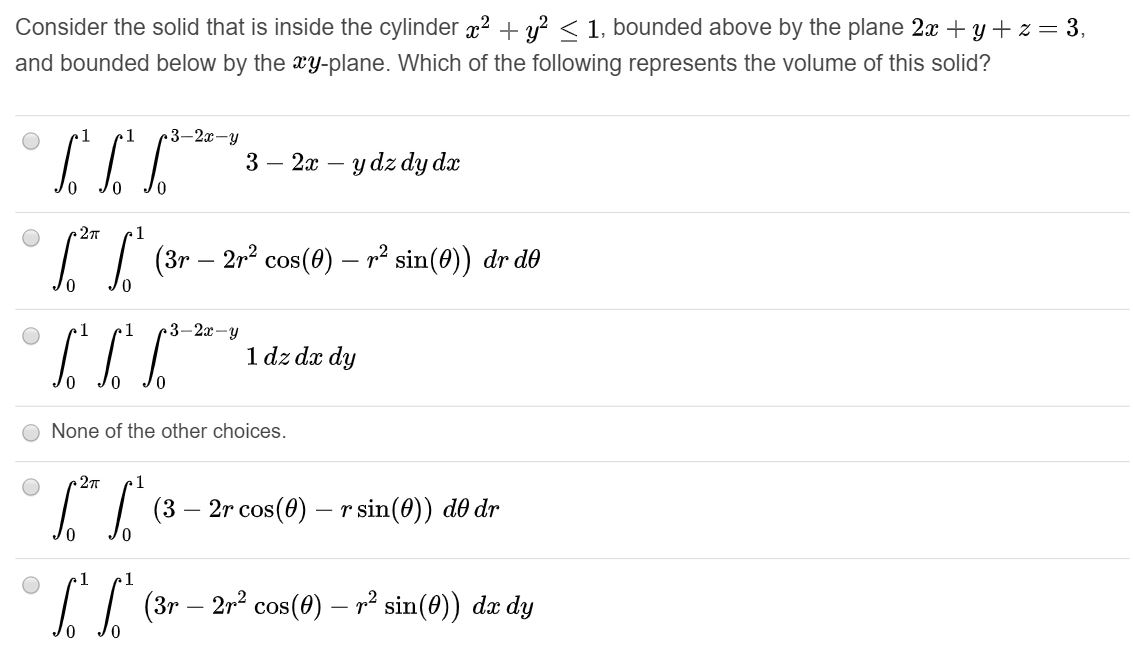 Solved Consider the solid that is inside the cylinder x2 + | Chegg.com