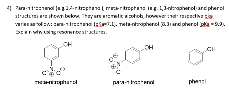 Solved 4) Para-nitrophenol (e.g.1,4-nitrophenol), | Chegg.com